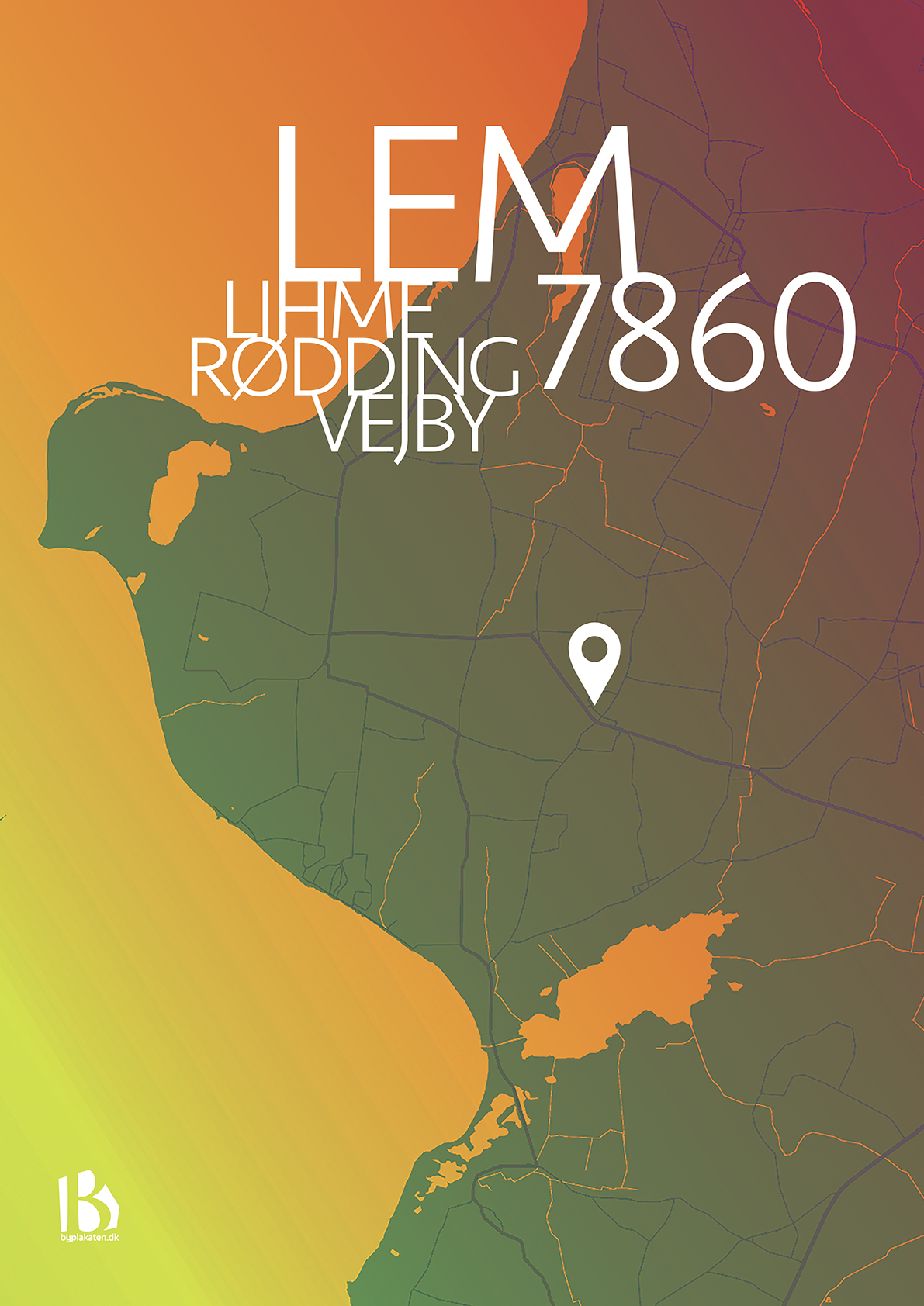 Lem (7860) - Citymap - Colorfull - Lem plakater - Byplakaten.dk v ...